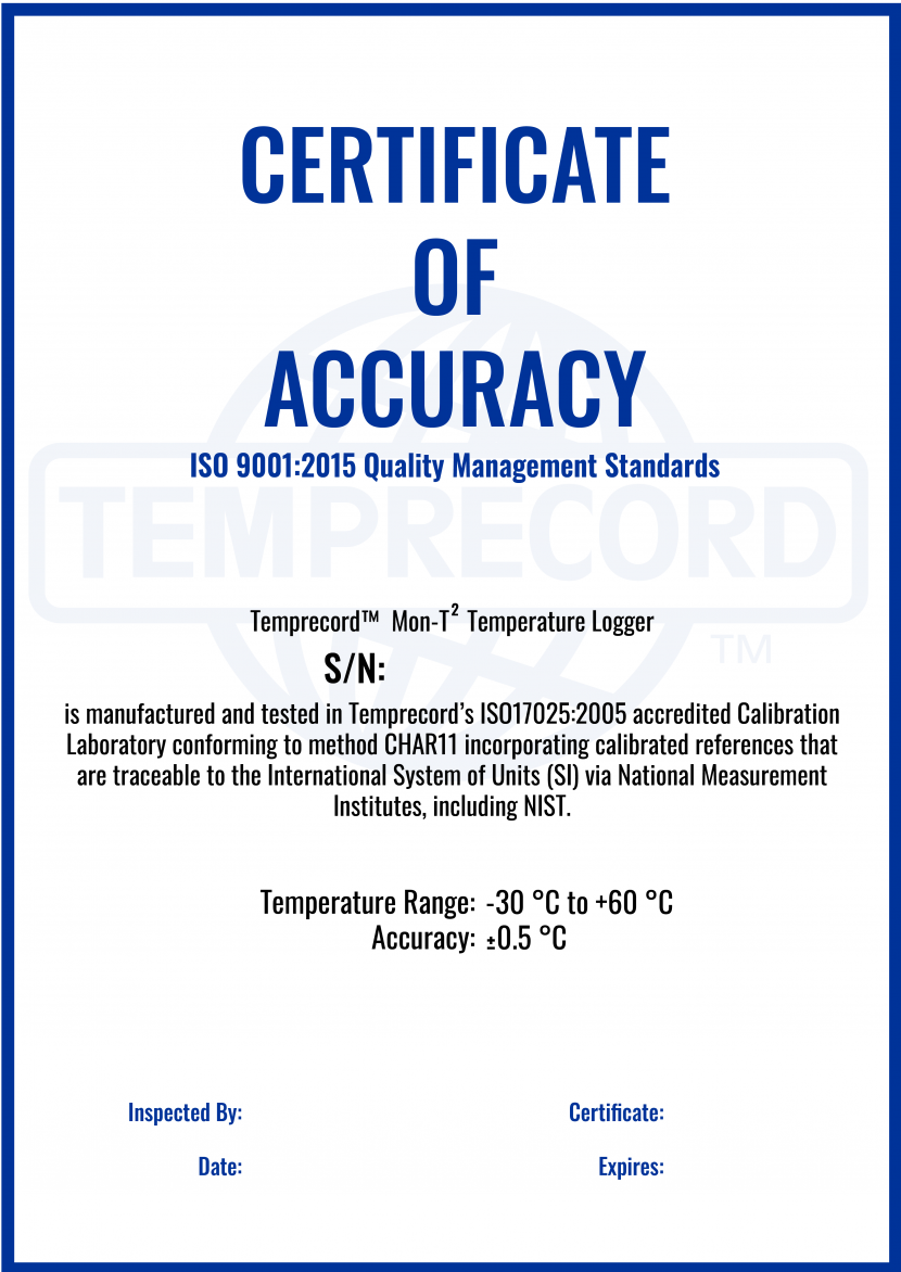 Certificate of Accuracy - Temprecord International Limited