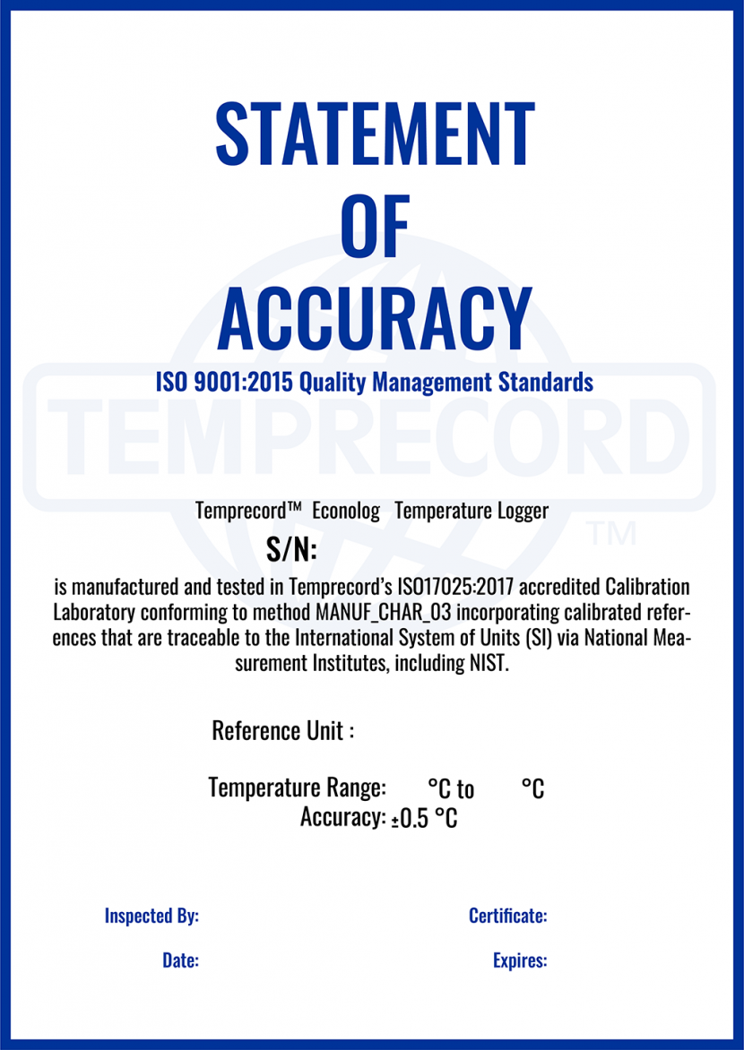 Statement of Accuracy - Temprecord International Limited